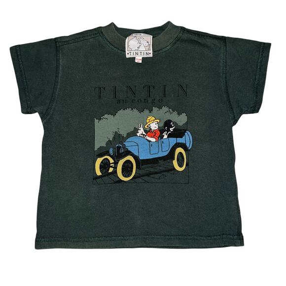 Tintin | Shirts & Tops | Vintage Tintin Green Embroidered Au Congo ...